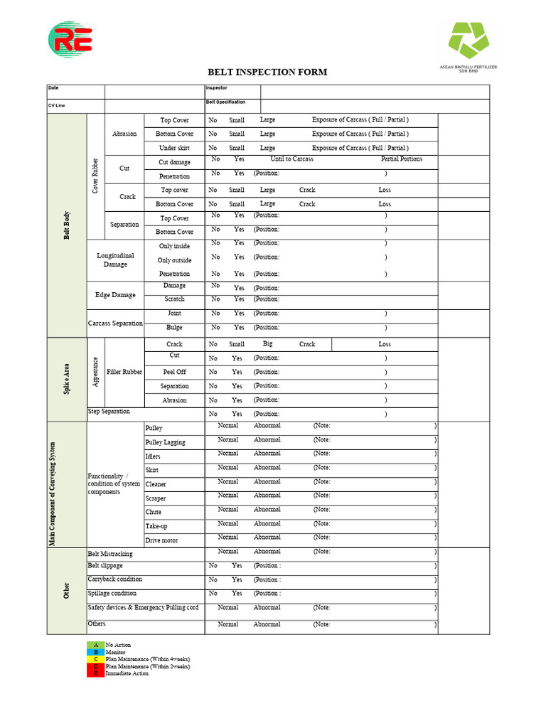 Belt Conveyor Inspection Checklist | PDF | Belt (Mechanical ...