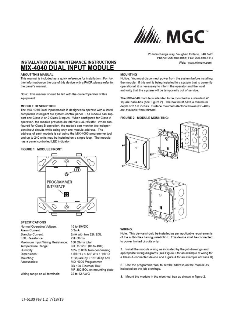LT 6139 MIX 4040 Dual Input Module | PDF | Electric Power | Electronic ...