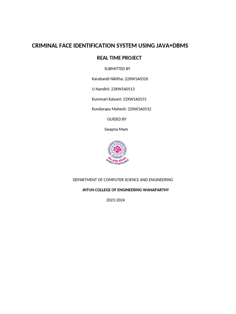Criminal Face Identification System Using Java and Mysql | PDF | Use ...