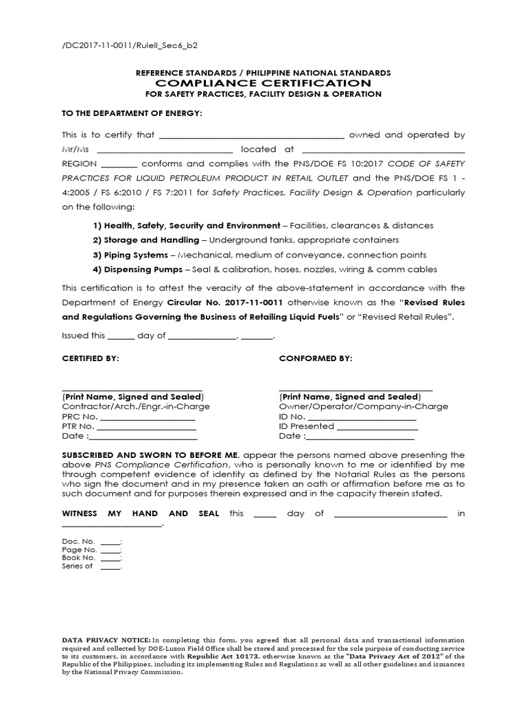 COC PNS Statement (With Data Privacy Note) 2024 | PDF | Regulatory ...