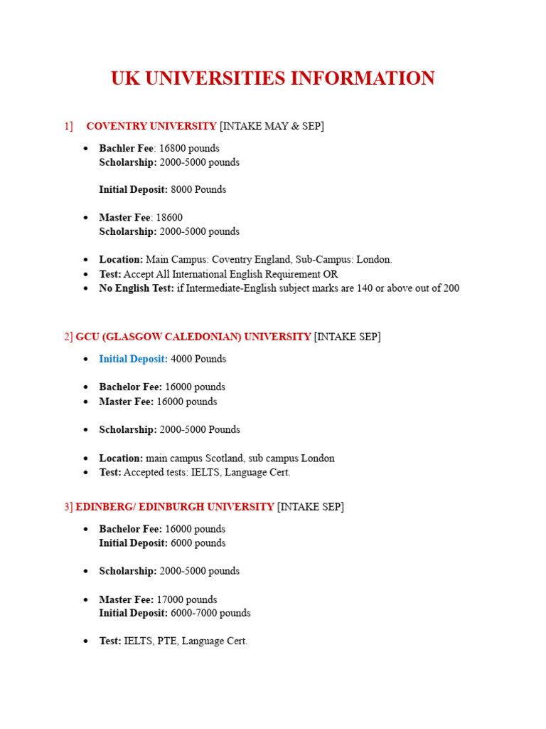 0 - UK UNIVERSITIES INFORMATION (Original) | PDF | Higher Education ...