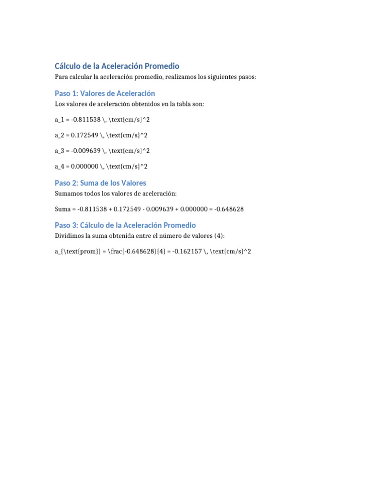 Aceleracion Promedio Calculos Con Ecuaciones | PDF | Métodos y ...