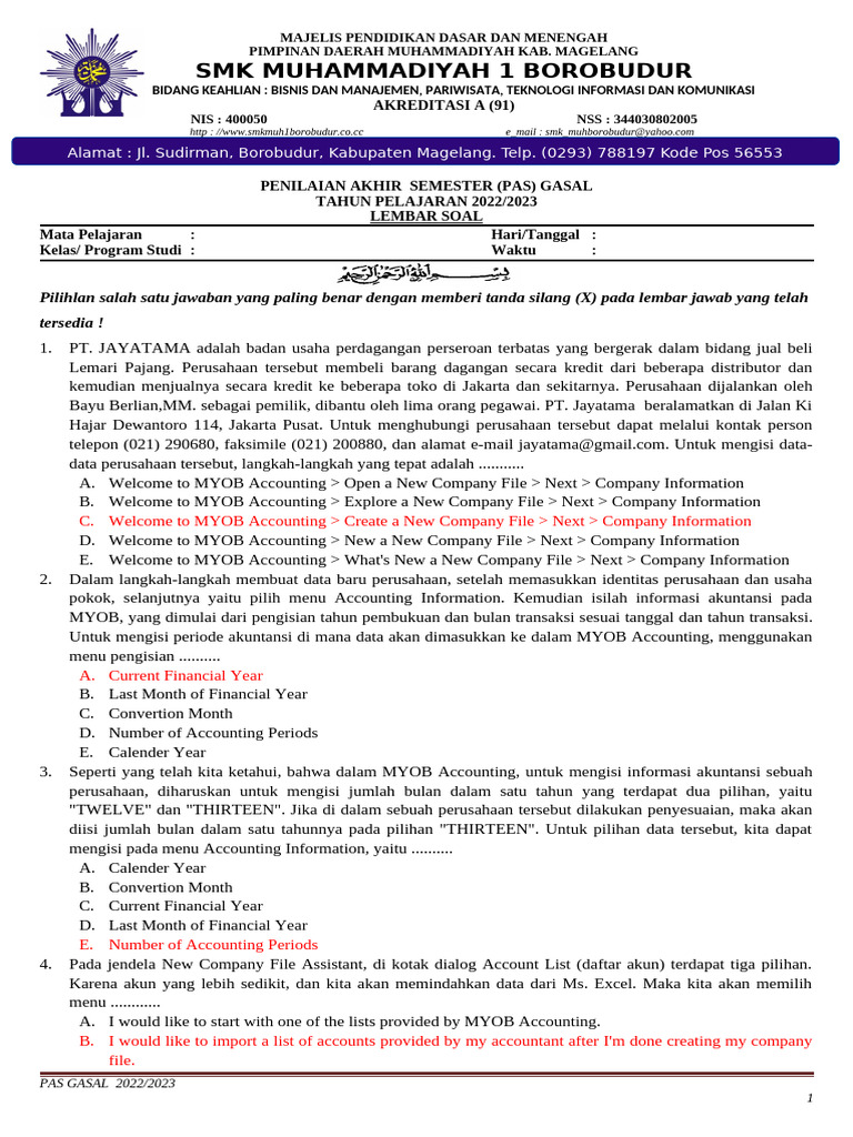 Soal Komputer Akuntansi Xii Akl | PDF