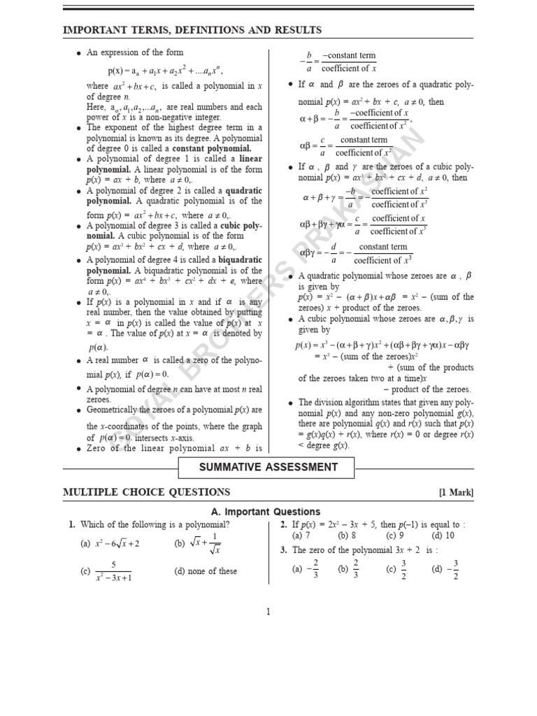 polynomial 10 | PDF | Polynomial | Elementary Mathematics