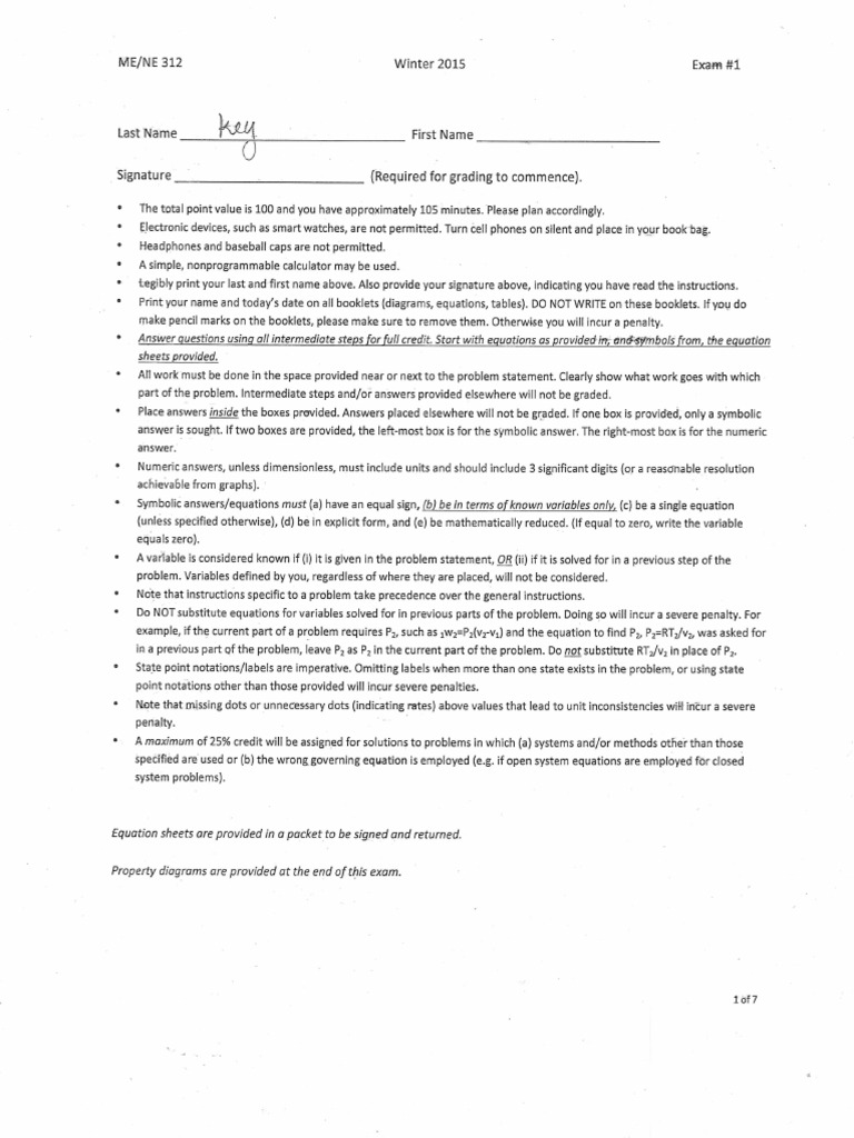 ME 312 W15 Test #1 Solution | PDF