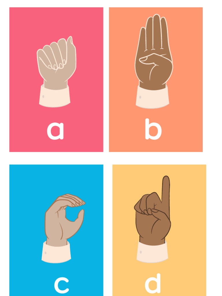 Pastel Sign Language Alphabet Flashcards | PDF