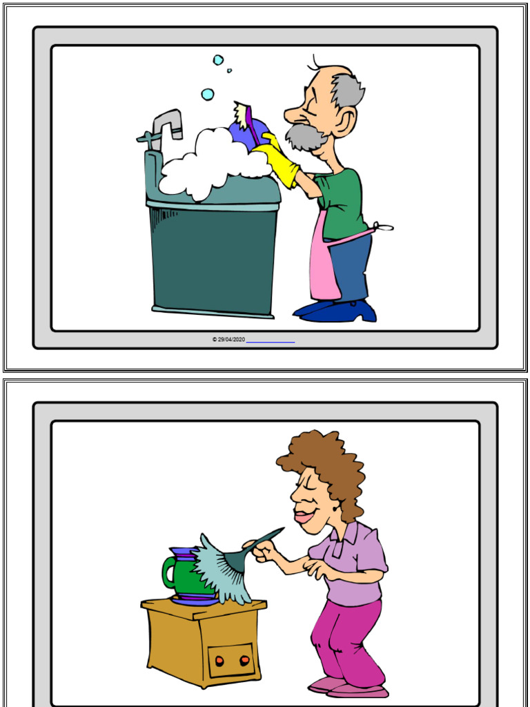 Household Chores Vocabulary Esl Printable Flashcards Without Words For ...