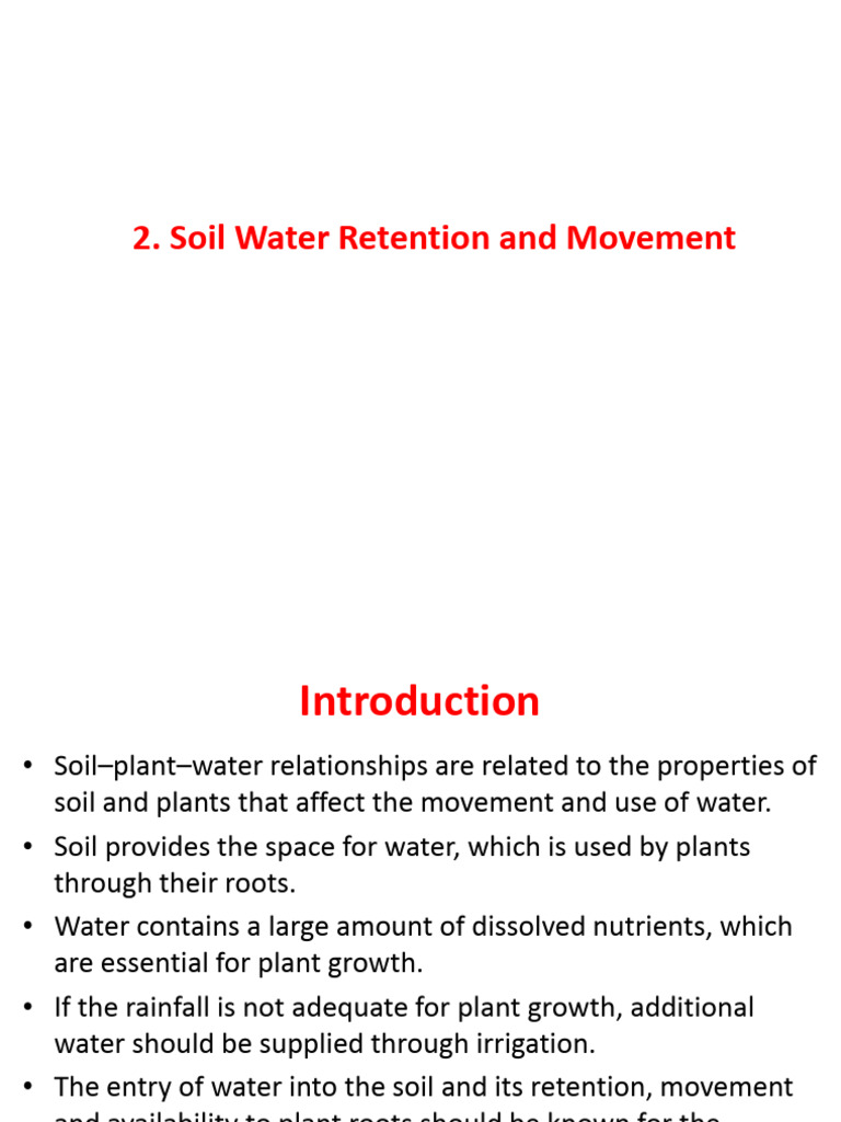 Soil Water Retention and Movement Guide | PDF | Soil | Salinity