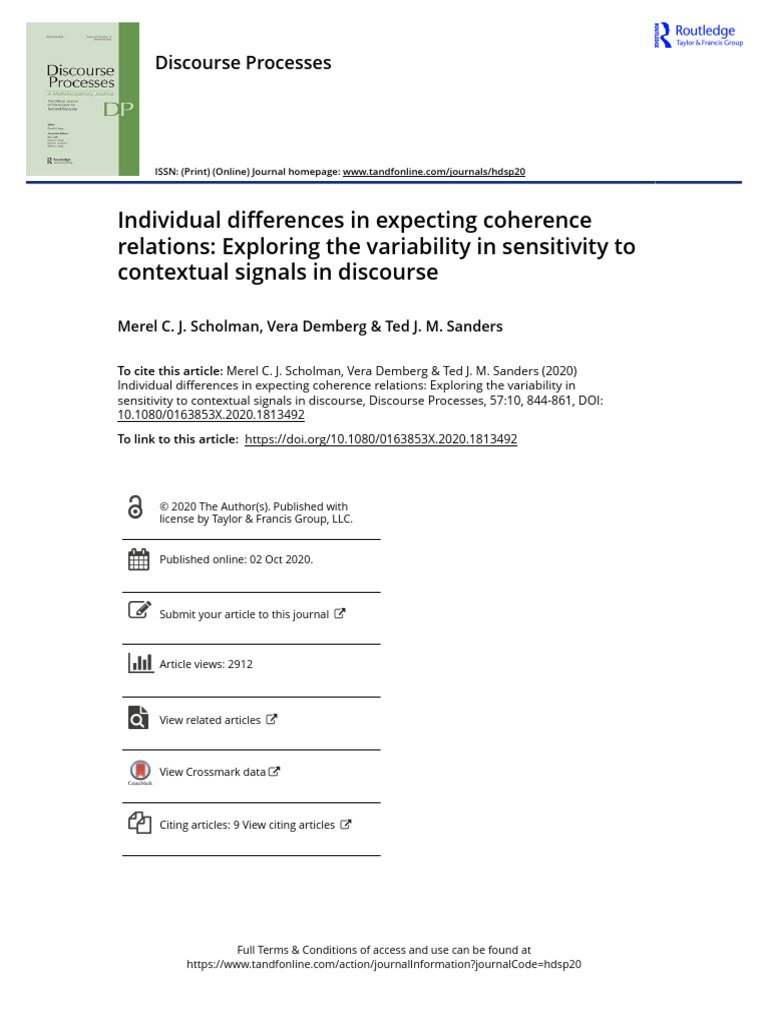 Individual Differences in Expecting Coherence Relations Exploring The ...