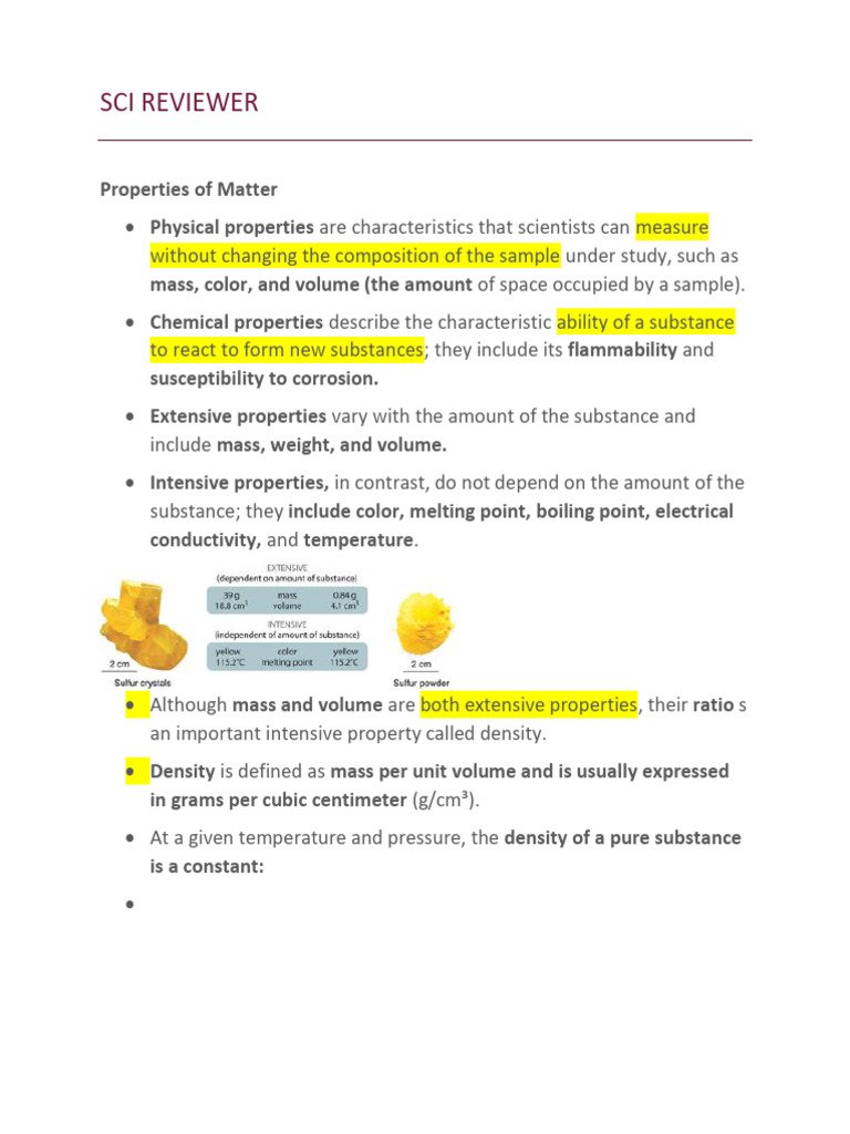 Sci 1 Reviewer Midterm | PDF | Chemical Substances | Mixture