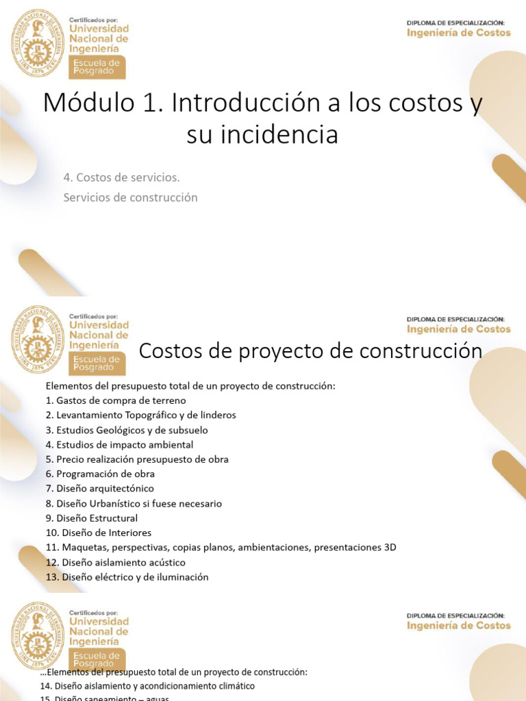 Módulo1 Costos Py Construcción DGC | PDF | Presupuesto | Diseño