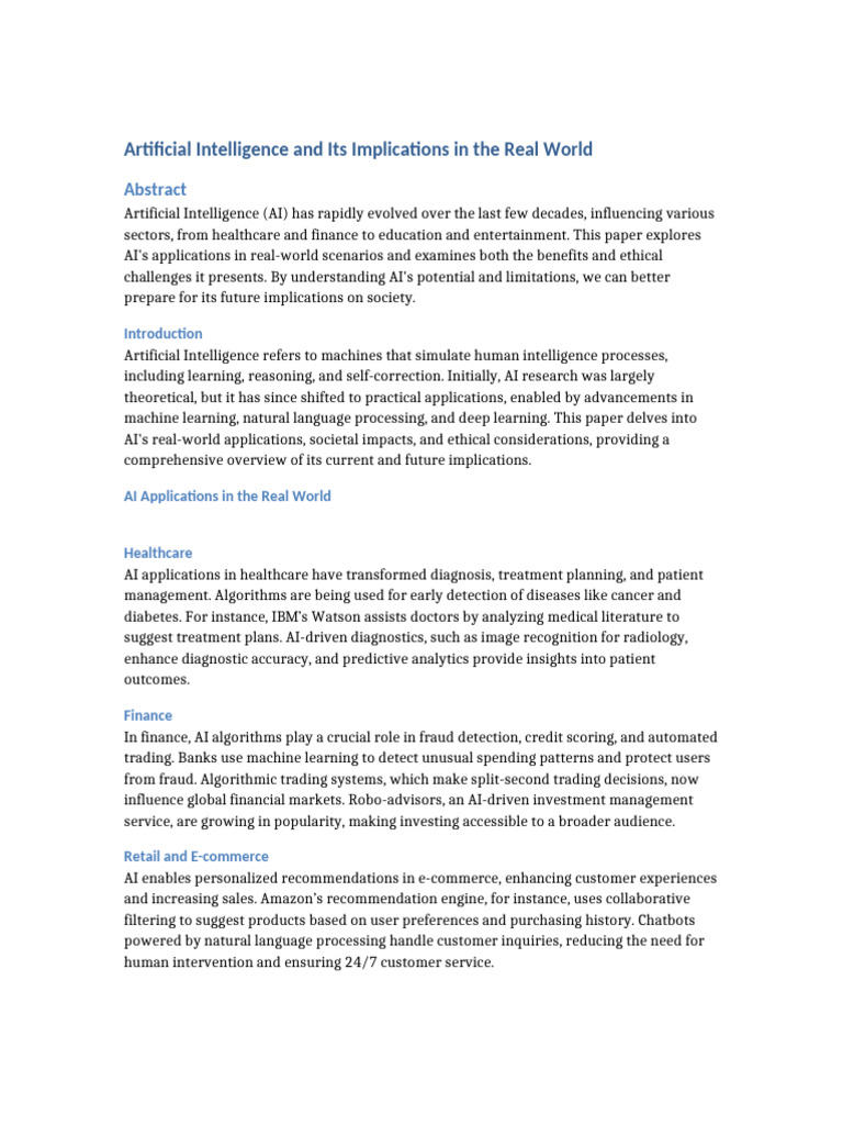 AI's Real-World Implications Explained | PDF | Artificial Intelligence ...