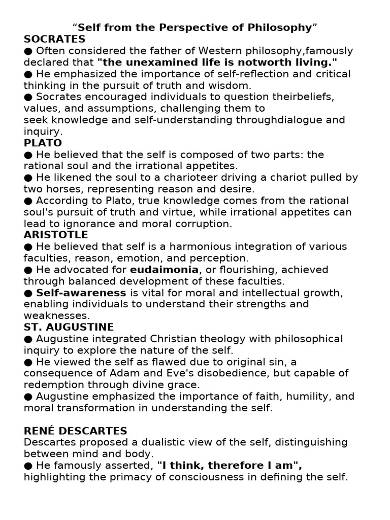 Self From The Perspective of Philosophy | PDF | Reason | Soul