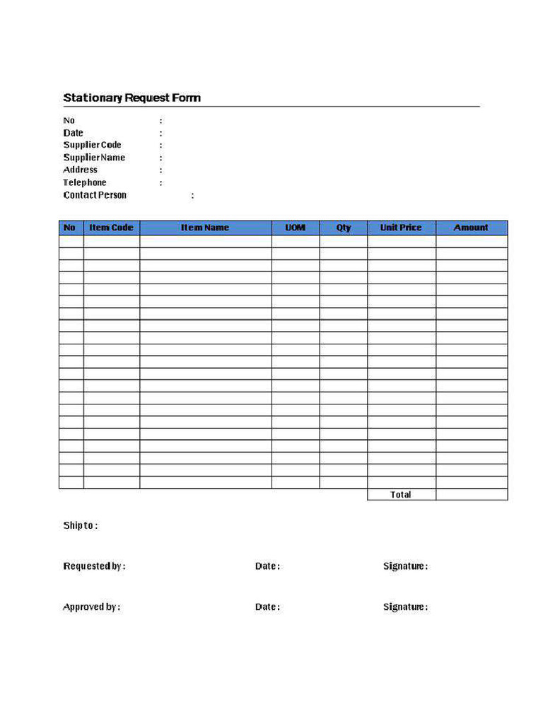 Stationary Request Form Template - Templates at Allbusinesstemplates ...