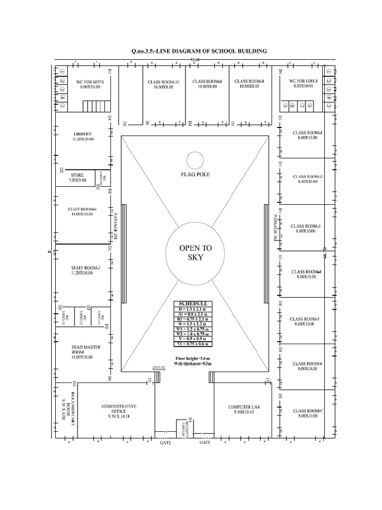 Line Diagram of School Building | PDF