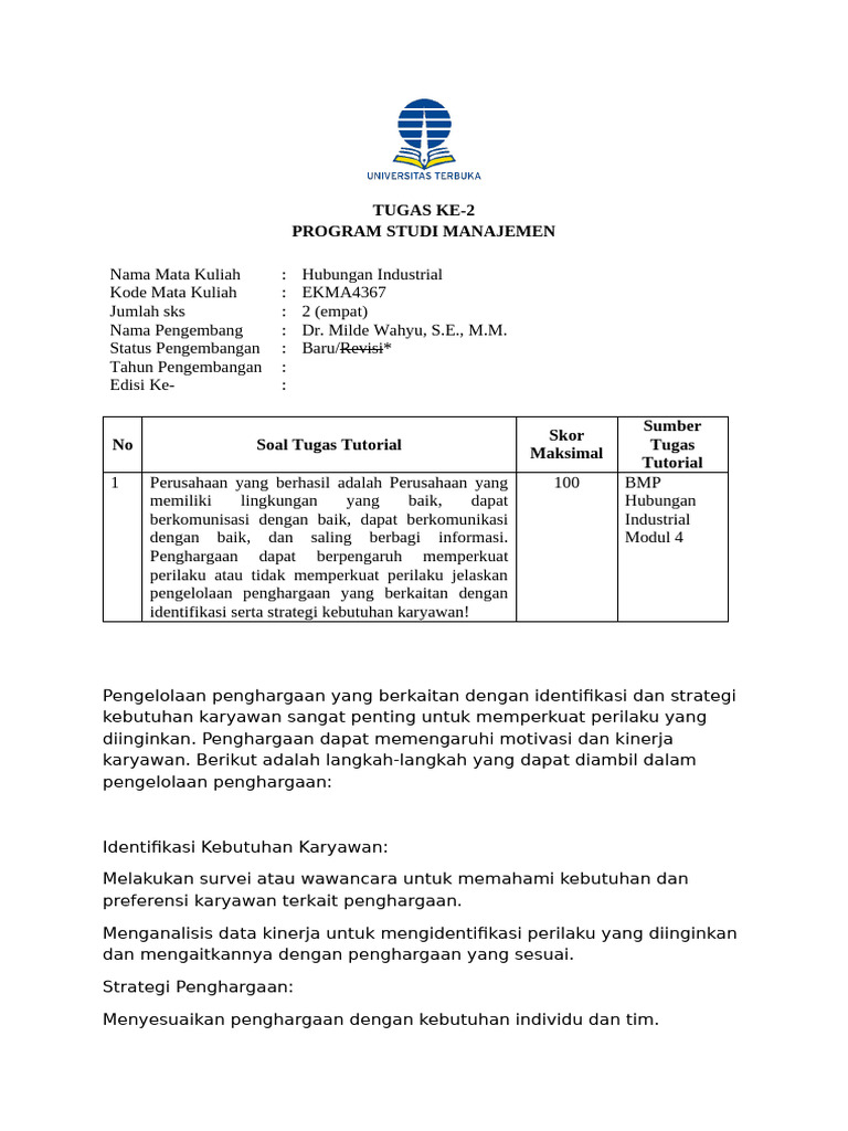 Tugas Hubungan Industrial 2 | PDF | Karier & Perkembangan