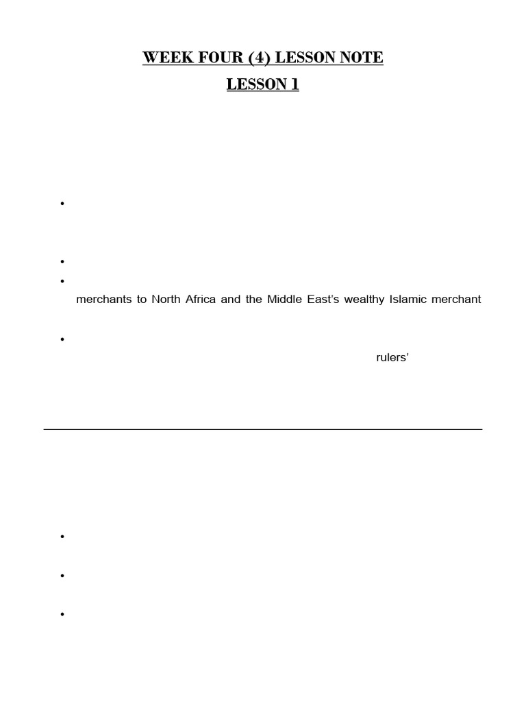 6233 - Week Four Lesson Note | PDF | Africa | West Africa