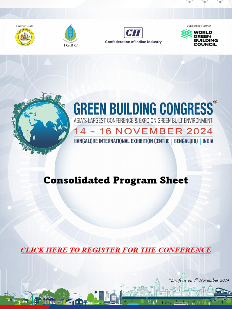 Draft Agenda GBC 2024 | PDF | Sustainability | Green Building