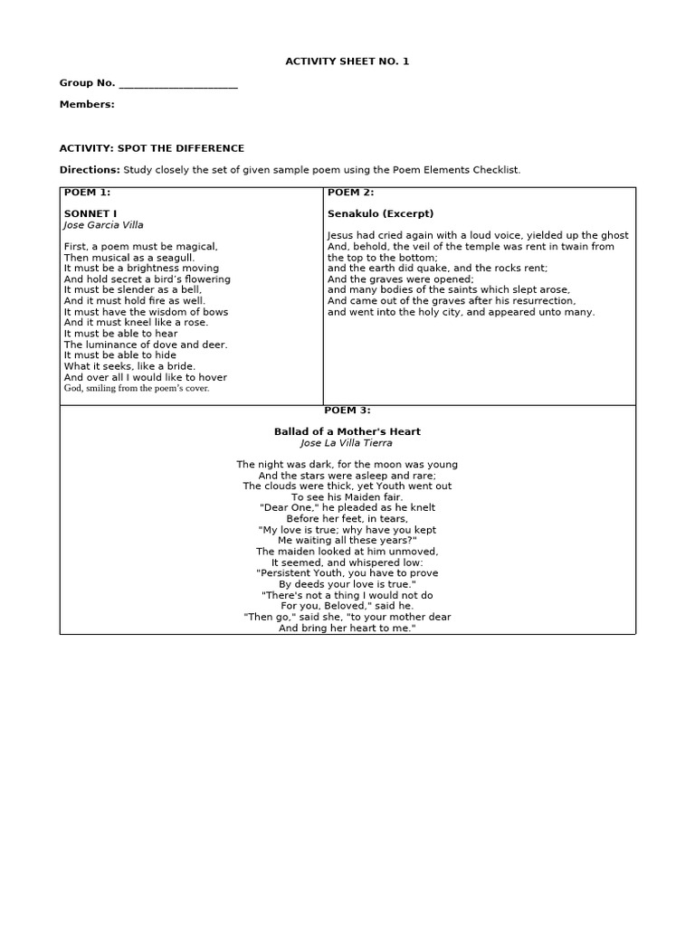Activity Sheet No. 2 - Day 2 | PDF | Poetry