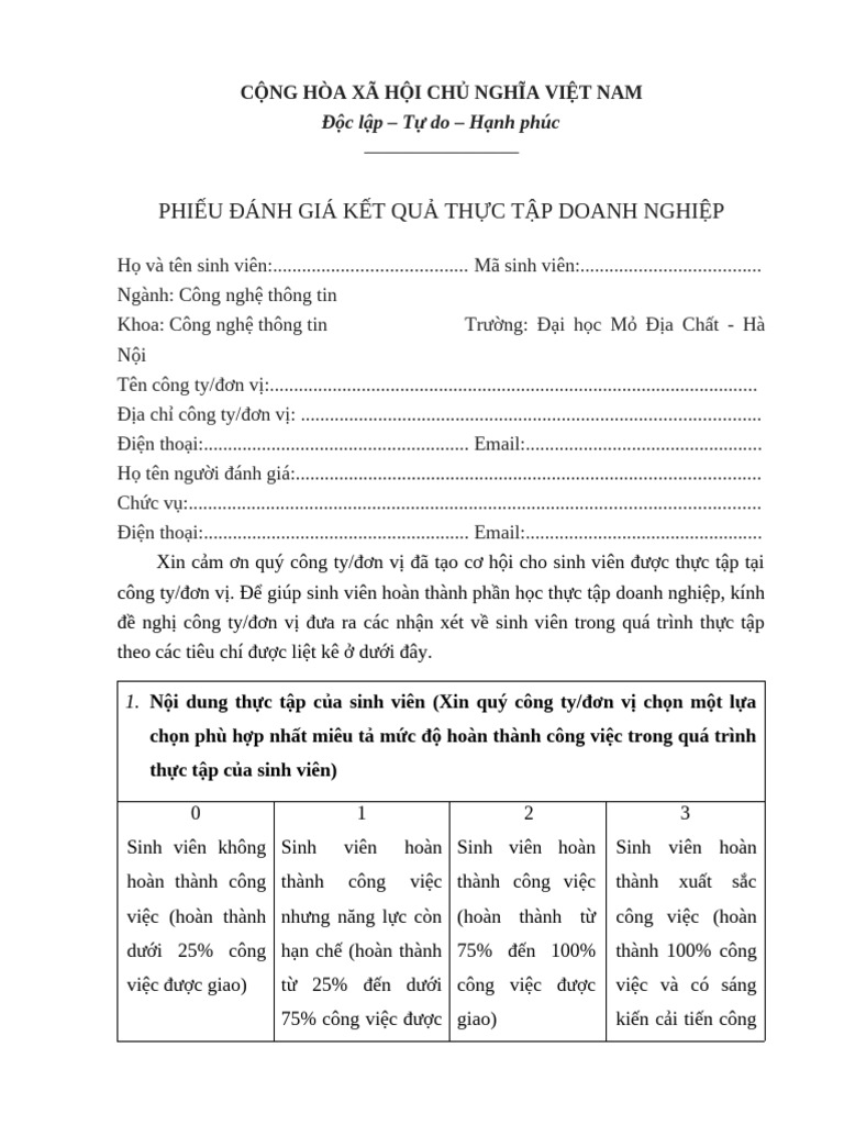 3 - Phieu Danh Gia TTDN Cua DN | PDF