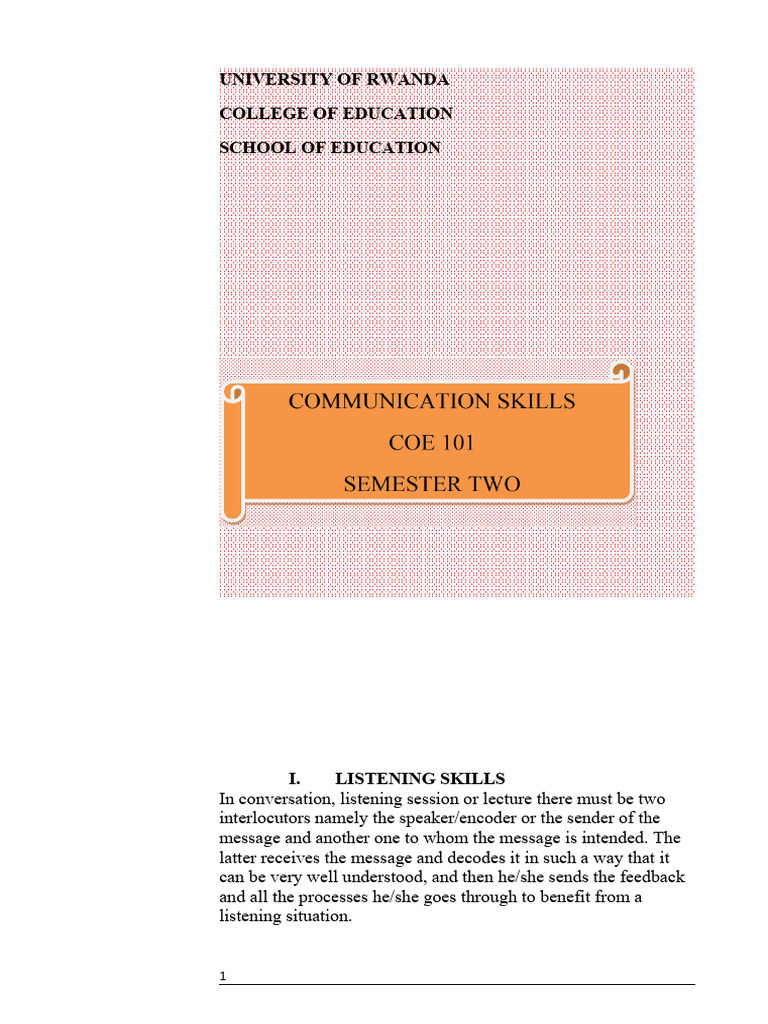 COE 101 - Communication Skills Module Notes - 085207 | PDF ...