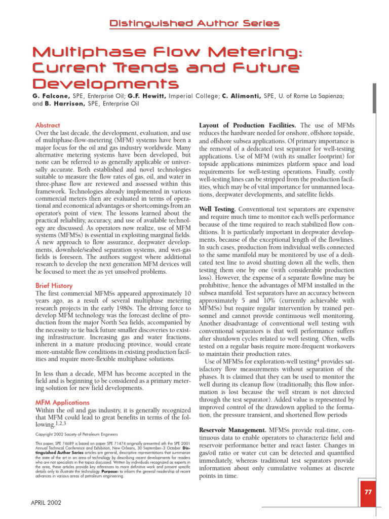 MPFM Current Trend and Future Development | PDF | Flow Measurement ...