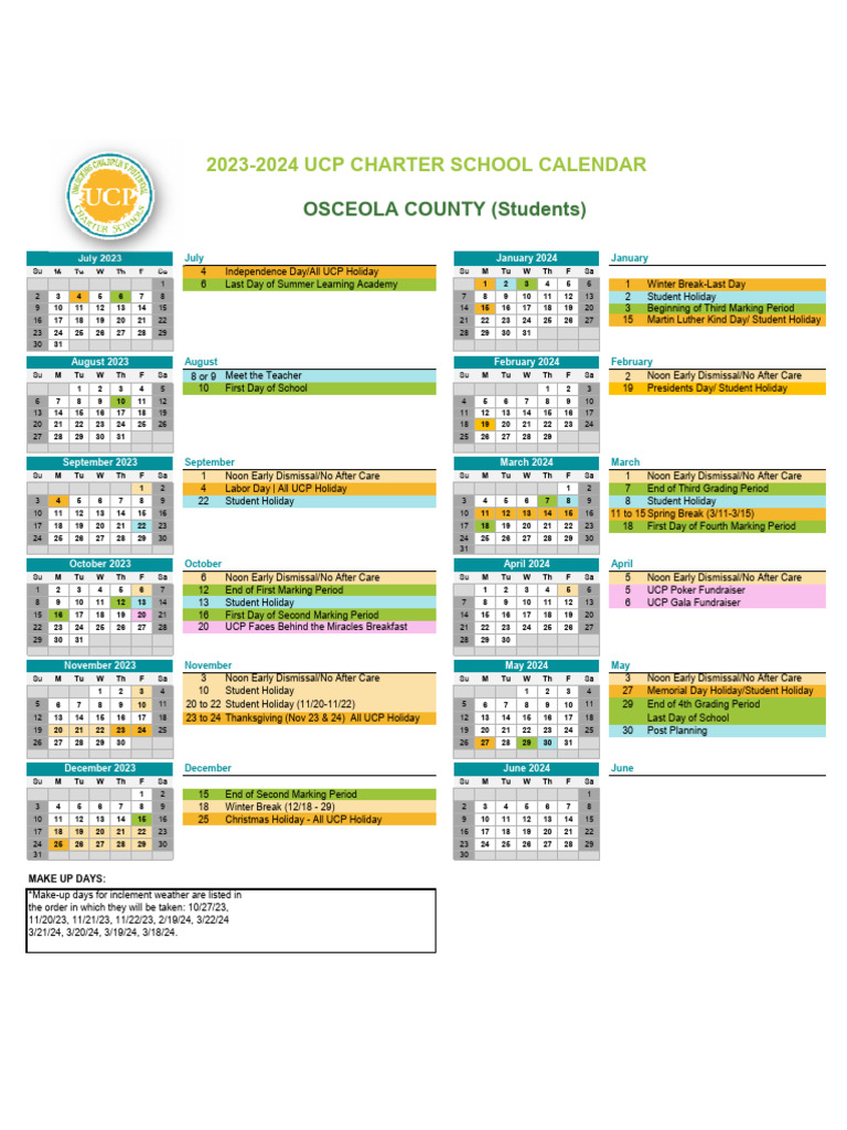 2023 - 2024 UCP School Calendars - OSC Cty - Students - Final 2 | PDF ...