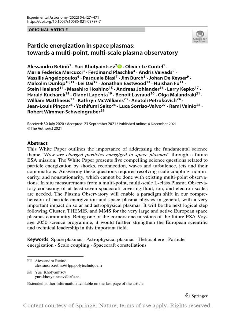 Particle Energization In Space Plasmas Towards A M Pdf Plasma Physics Magnetosphere
