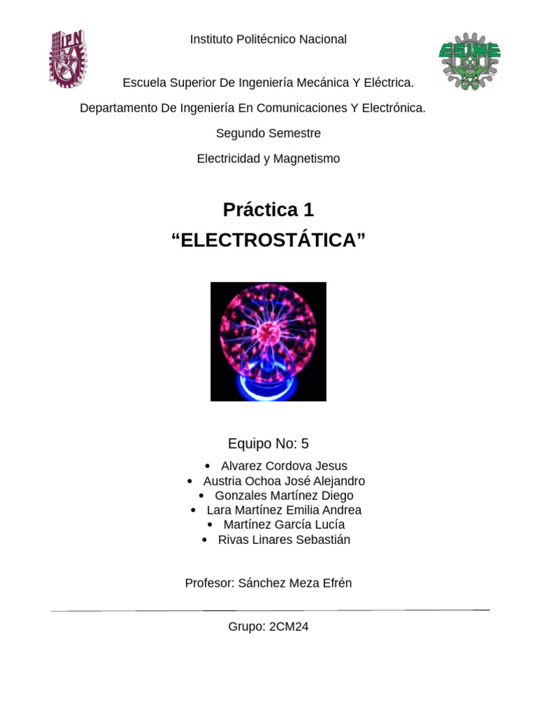 Practica 1 Electricidad | PDF | Electricidad | Electrostática
