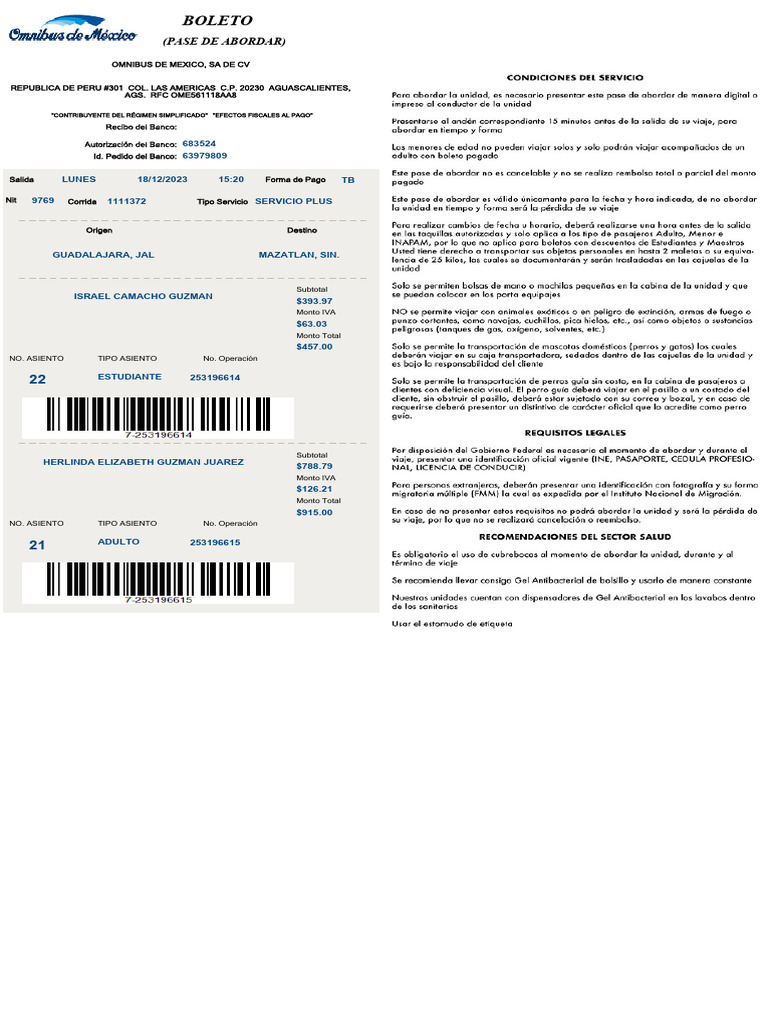 Boletos Mazatlan | PDF