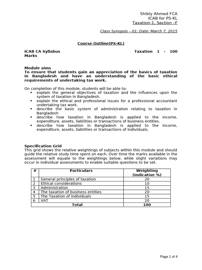 1.course Outline-2015 | PDF | Business