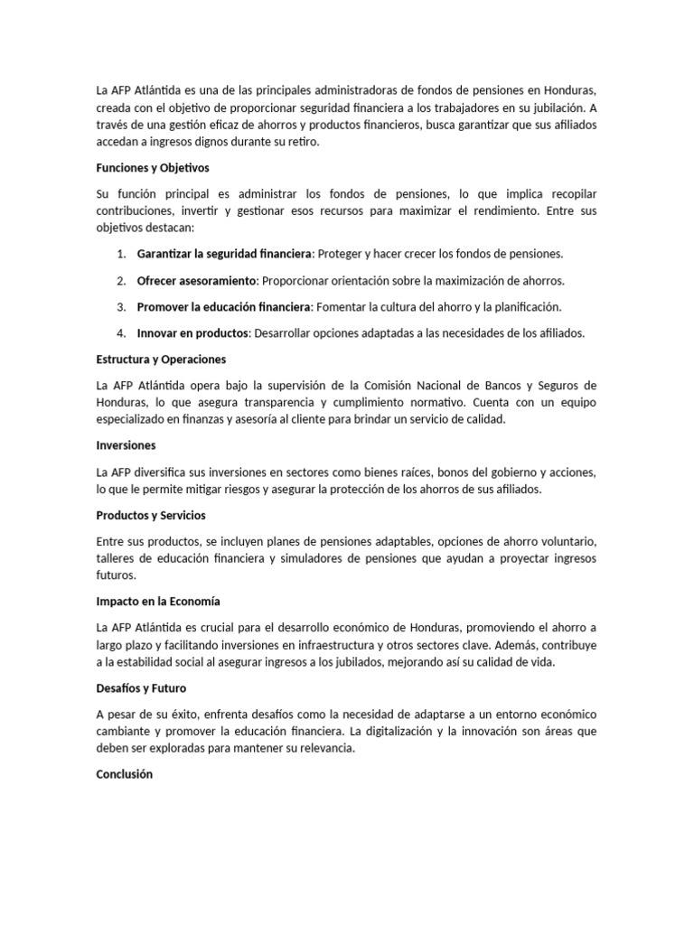 AFP Atlantida | PDF | Negocios