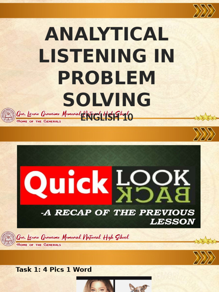 Analytical Listening in Problem Solving | PDF | Nonverbal Communication ...
