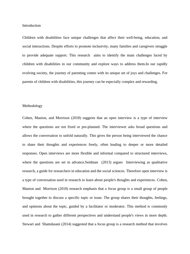 mini reserch | PDF | Focus Group | Disability