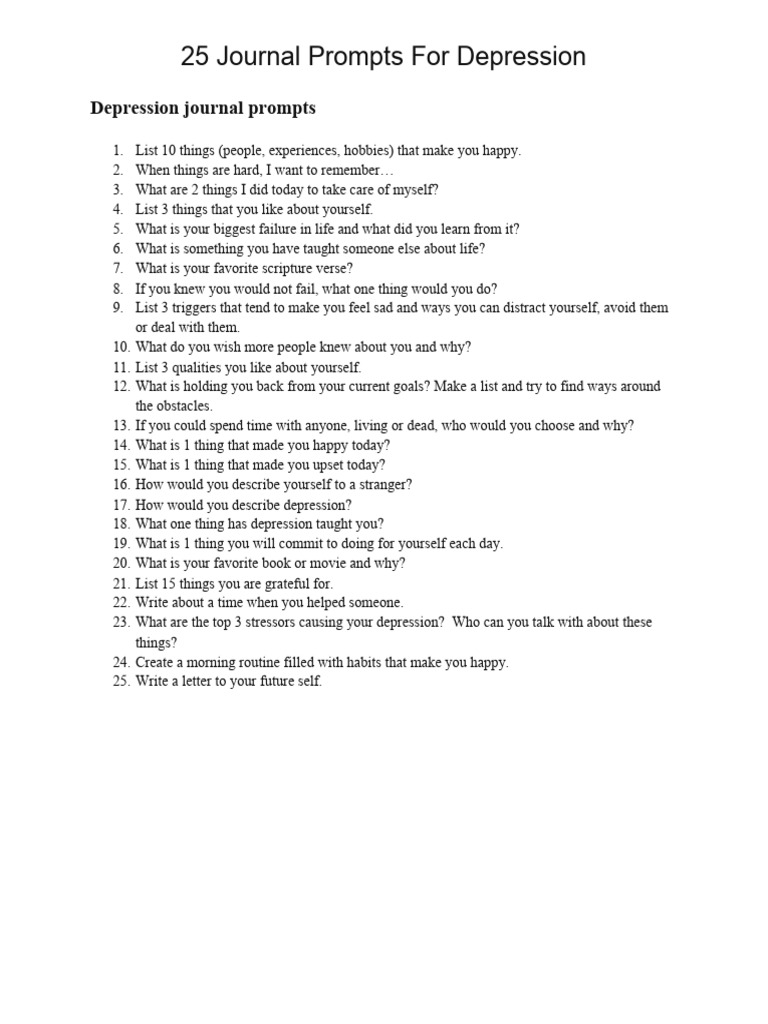 Depression Journal Prompts Guide | PDF