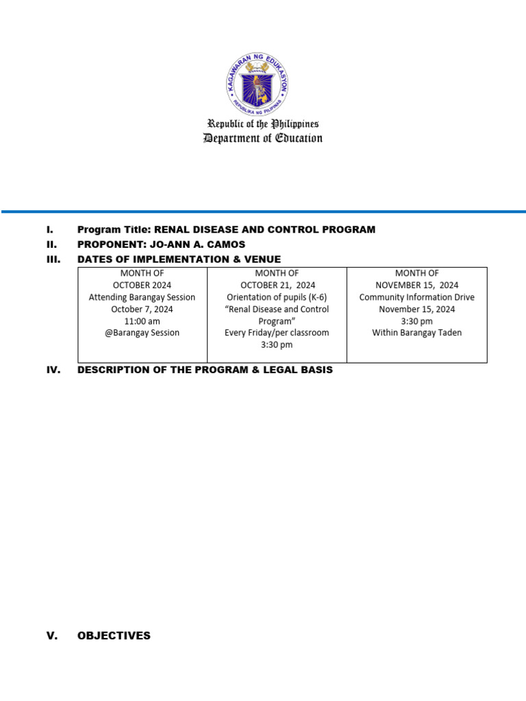 Renal Disease Awareness Program 2024 | PDF | Kidney