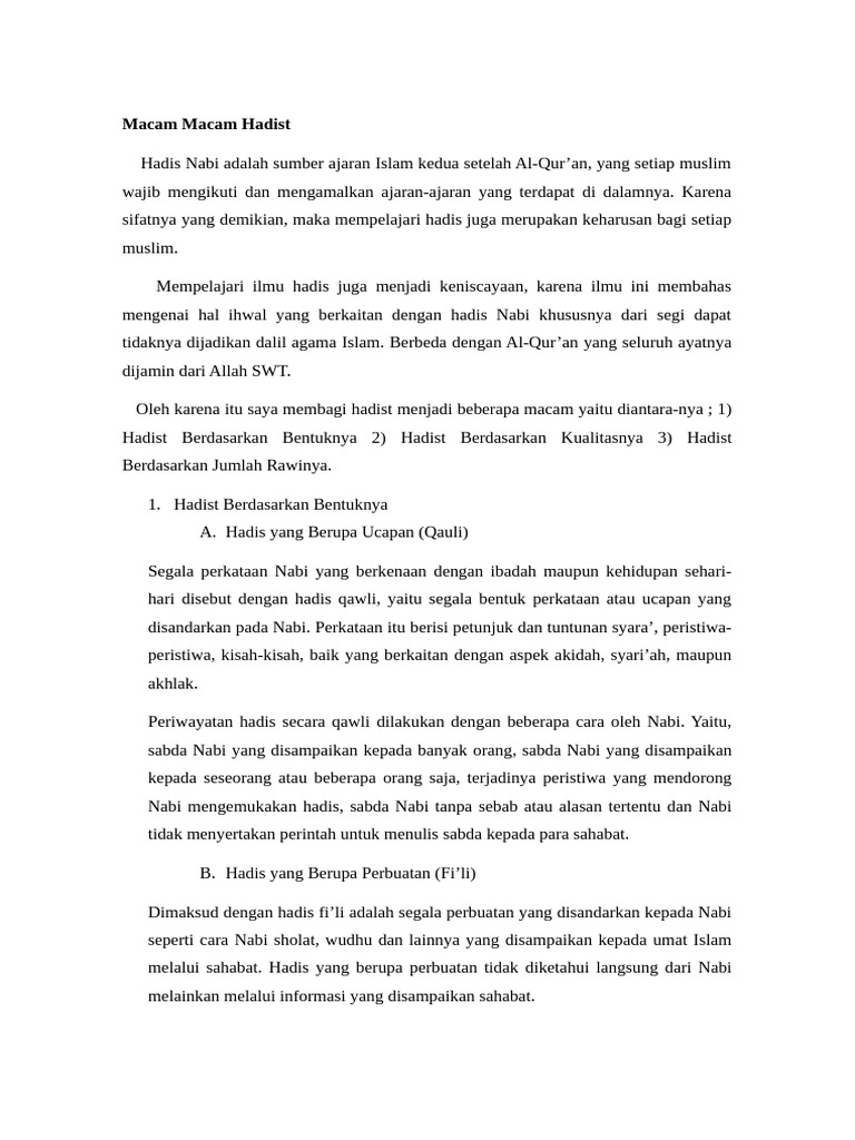 Macam Macam Hadist | PDF