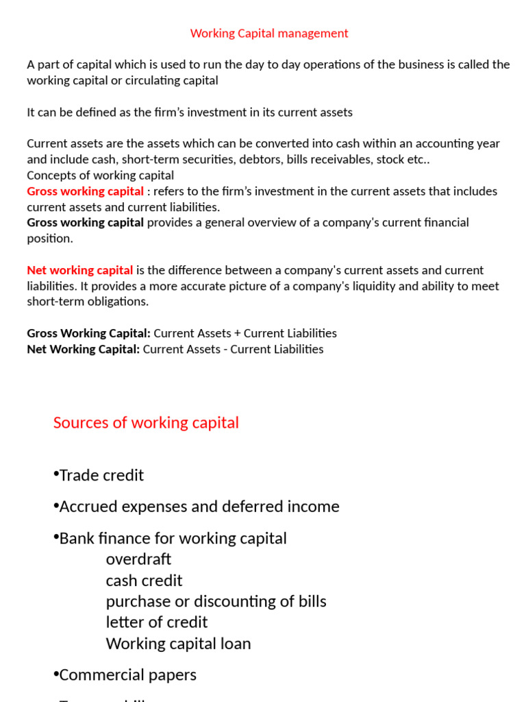 Working Capital Management | PDF | Working Capital | Inventory