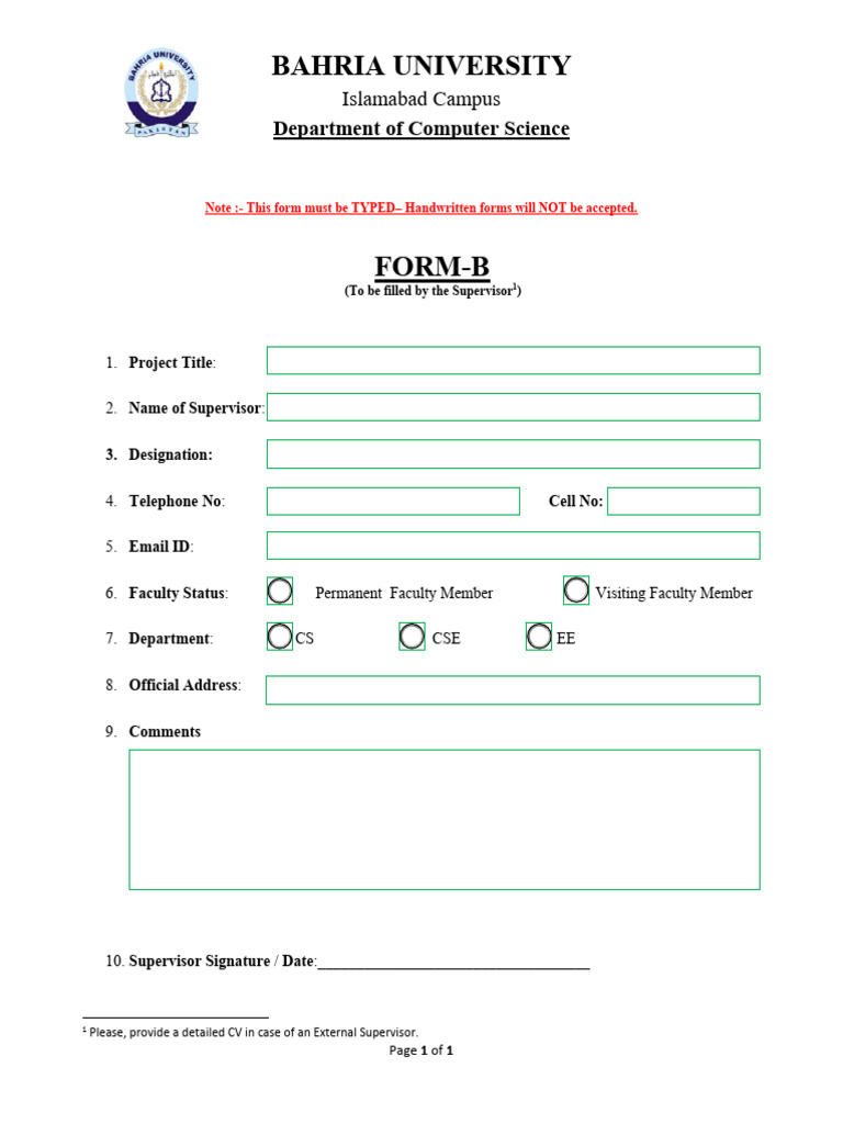 Bahria University Project Proposal Form | PDF