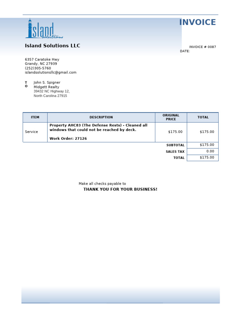 Window Cleaning Invoice 0087 | PDF