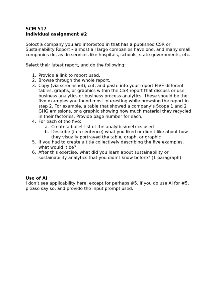 SCM 517 Individual Assignment 2 | PDF
