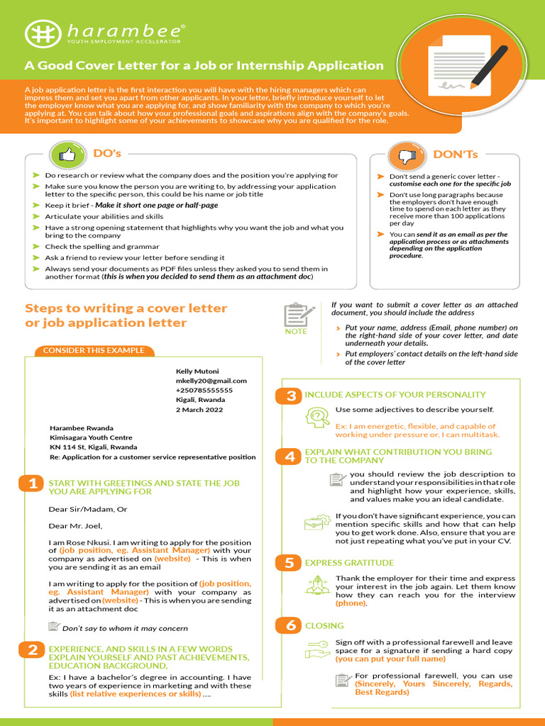 Harambee - How To Write The Cover Letter | PDF | Career & Growth