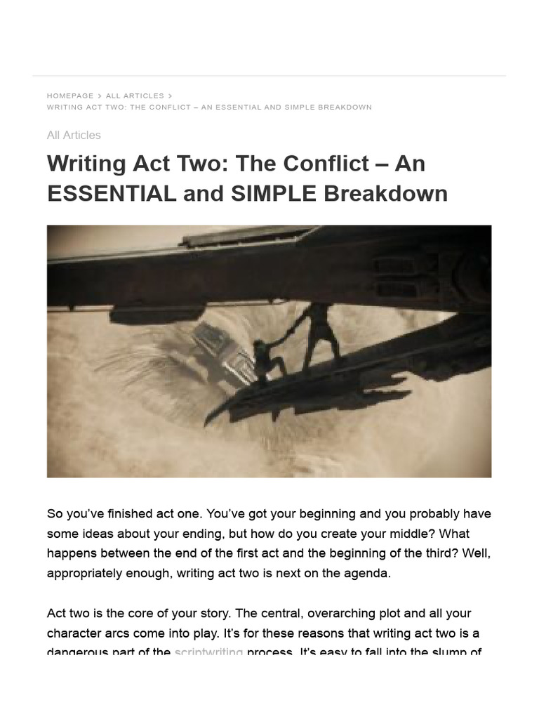 Writing Act Two- The Conflict - An ESSENTIAL and SIMPLE Breakdown | PDF ...