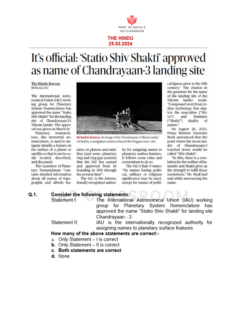 Current Affairs 25 March 2024 | PDF | Coral