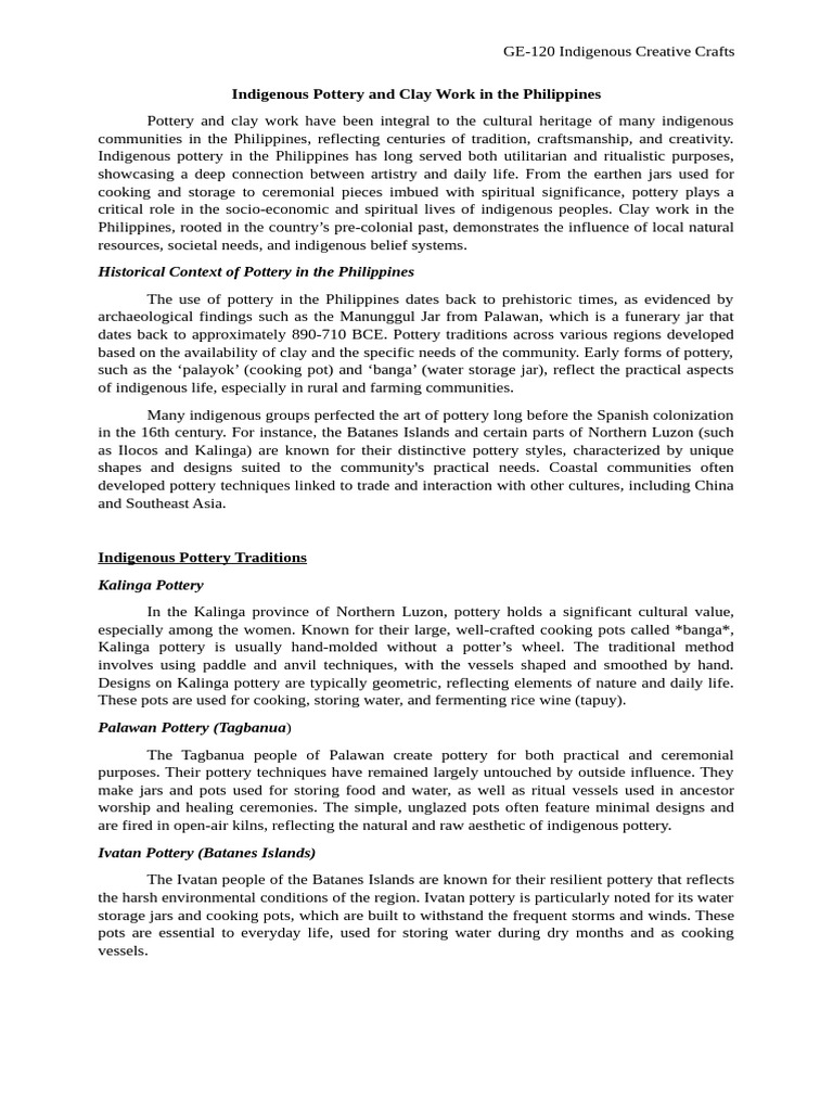 Indigenous Pottery and Clay Work in The Philippines | PDF | Pottery ...