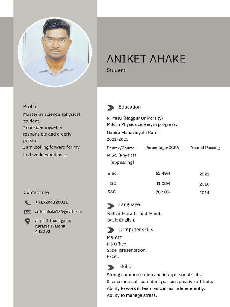 White Simple Student CV Resume | PDF