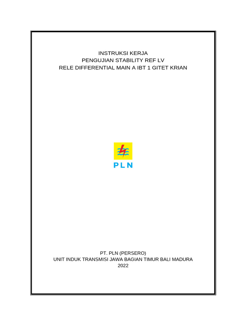 Ik Pengujian Stability Ref LV Pada Relay Differential Main A Ibt 1 Gitet Krian | PDF | Teknologi ...