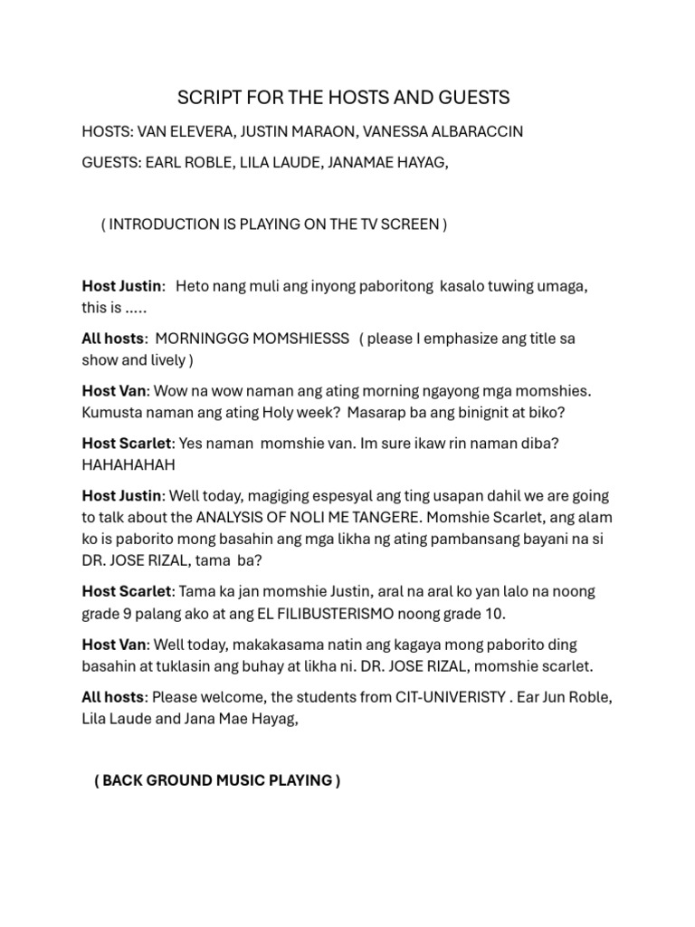 Script For The Hosts and Guests 2 | PDF | Spanish Language Novels | Spanish Language Literature