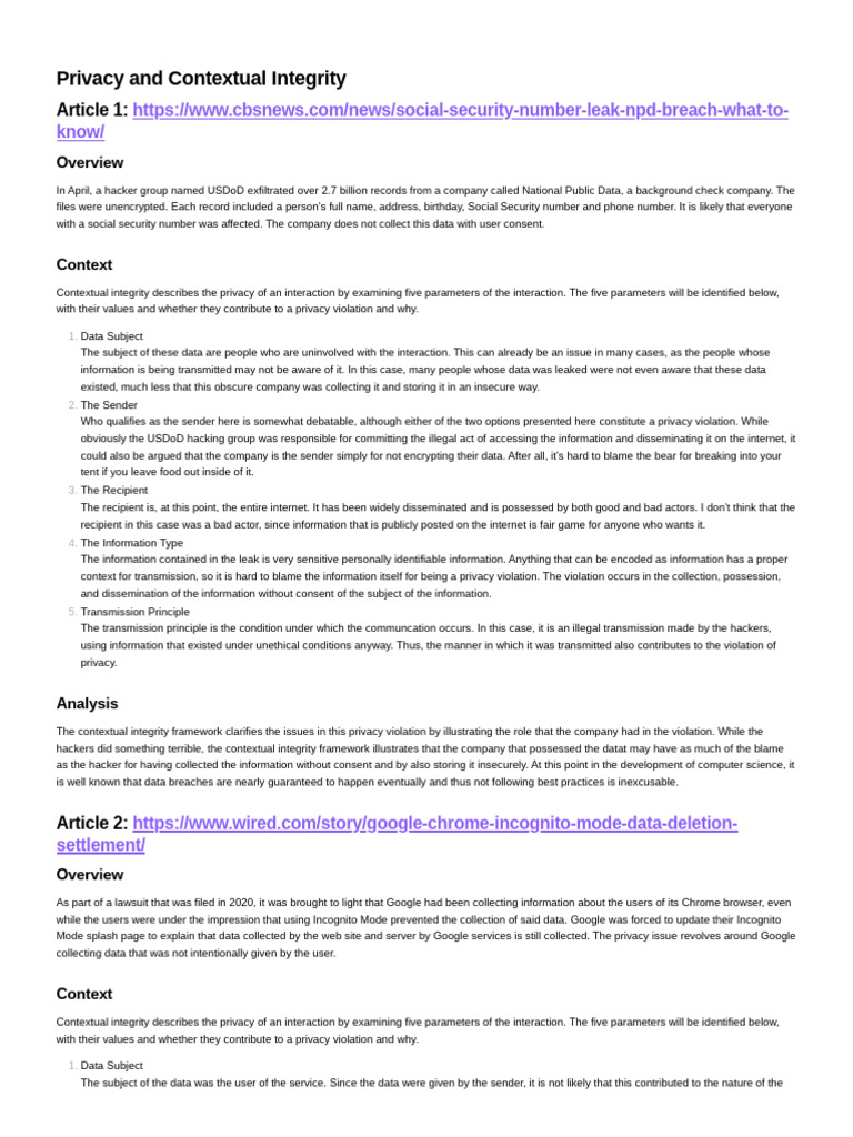 Privacy and Contextual Integrity | PDF | Privacy | Information