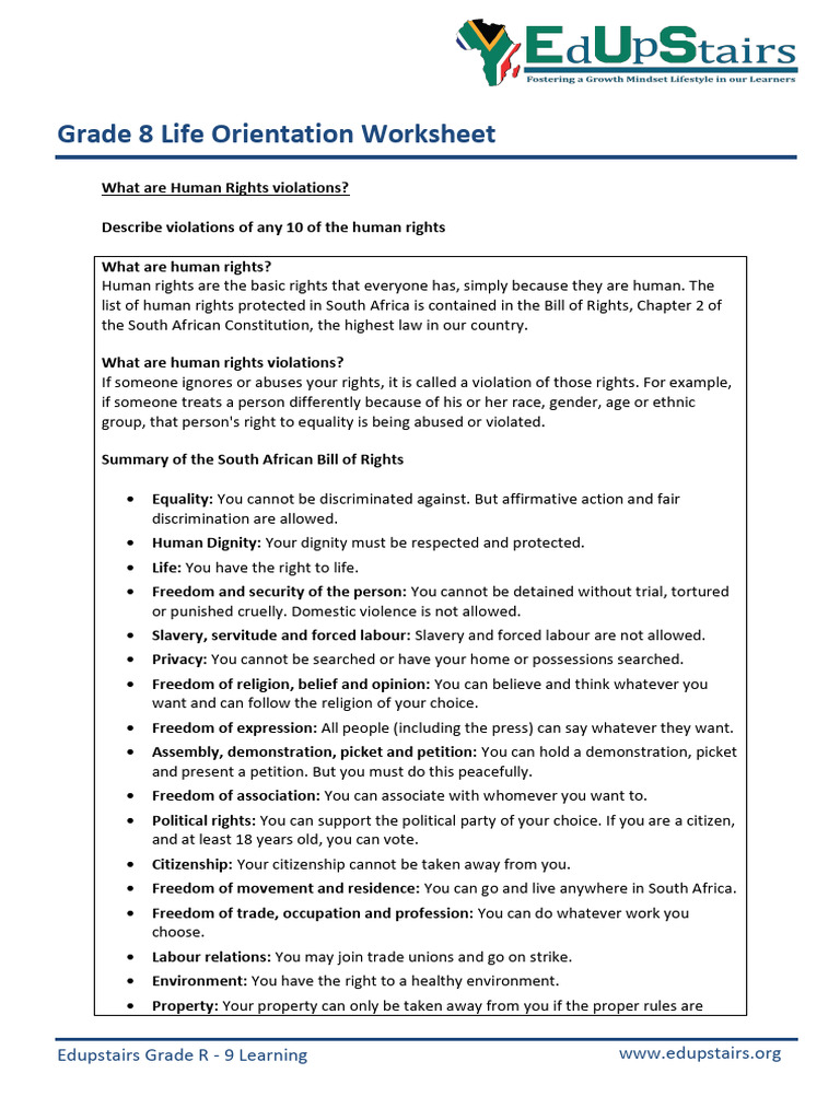 Grade 8 Human Rights Violations Guide | PDF | Government And Personhood ...
